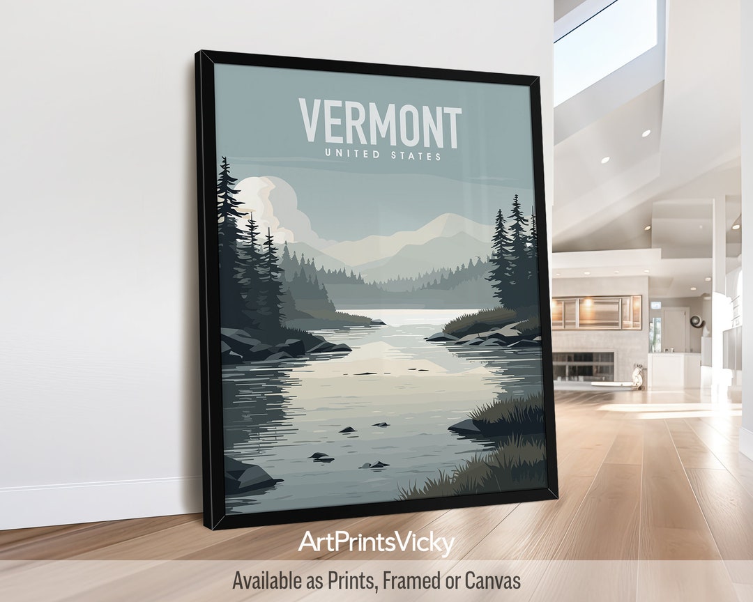 Vermont Art Print Travel Poster U.S. State Wall Art for Homes, Offices ...