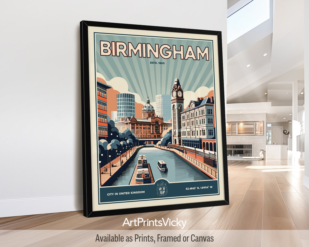 Birmingham England Poster Birmingham Print Wall Art Retro - Etsy