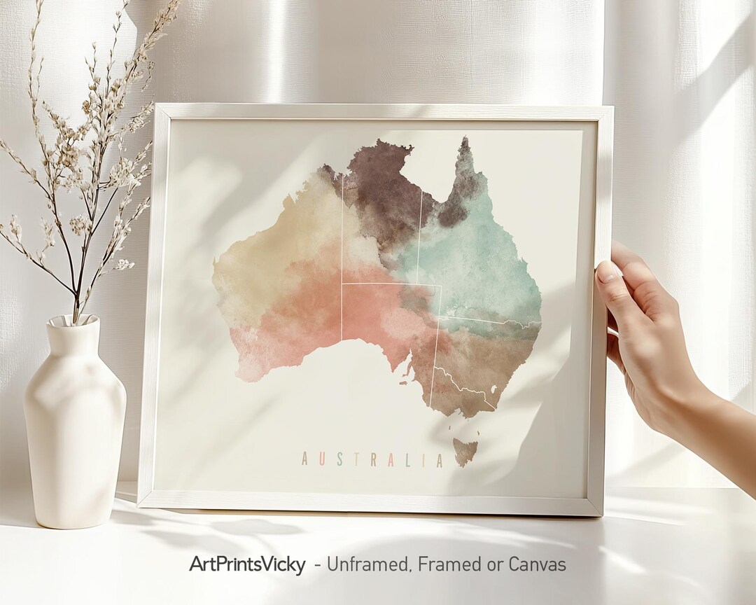 Australia Map Poster Print, Personalised Gifts Wall Art, Home and ...
