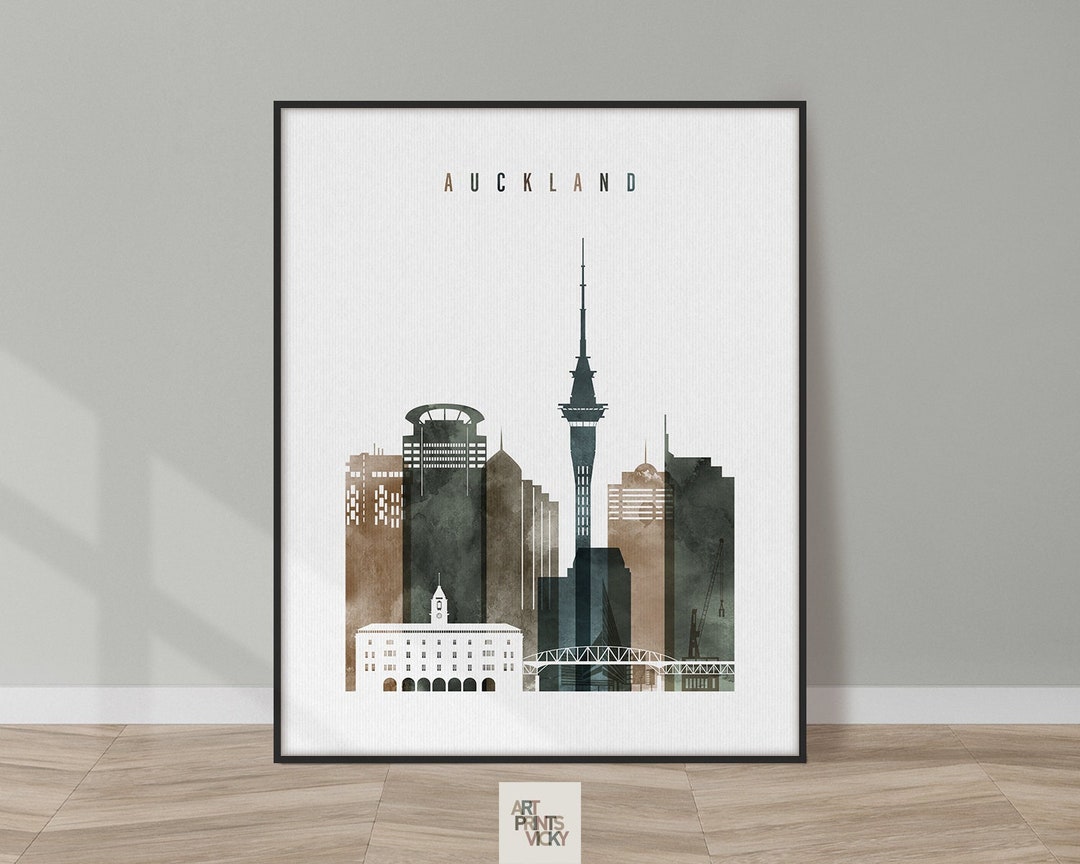 Auckland Print Auckland Skyline Poster Watercolor Art New - Etsy