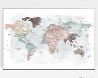 World Map Print | Etsy