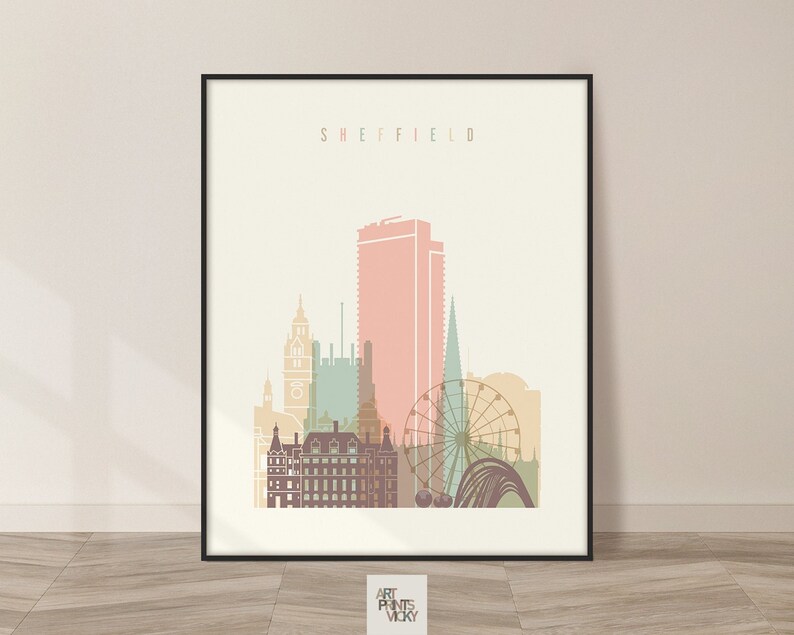 Sheffield Wall Art Print Sheffield Skyline Poster Travel - Etsy