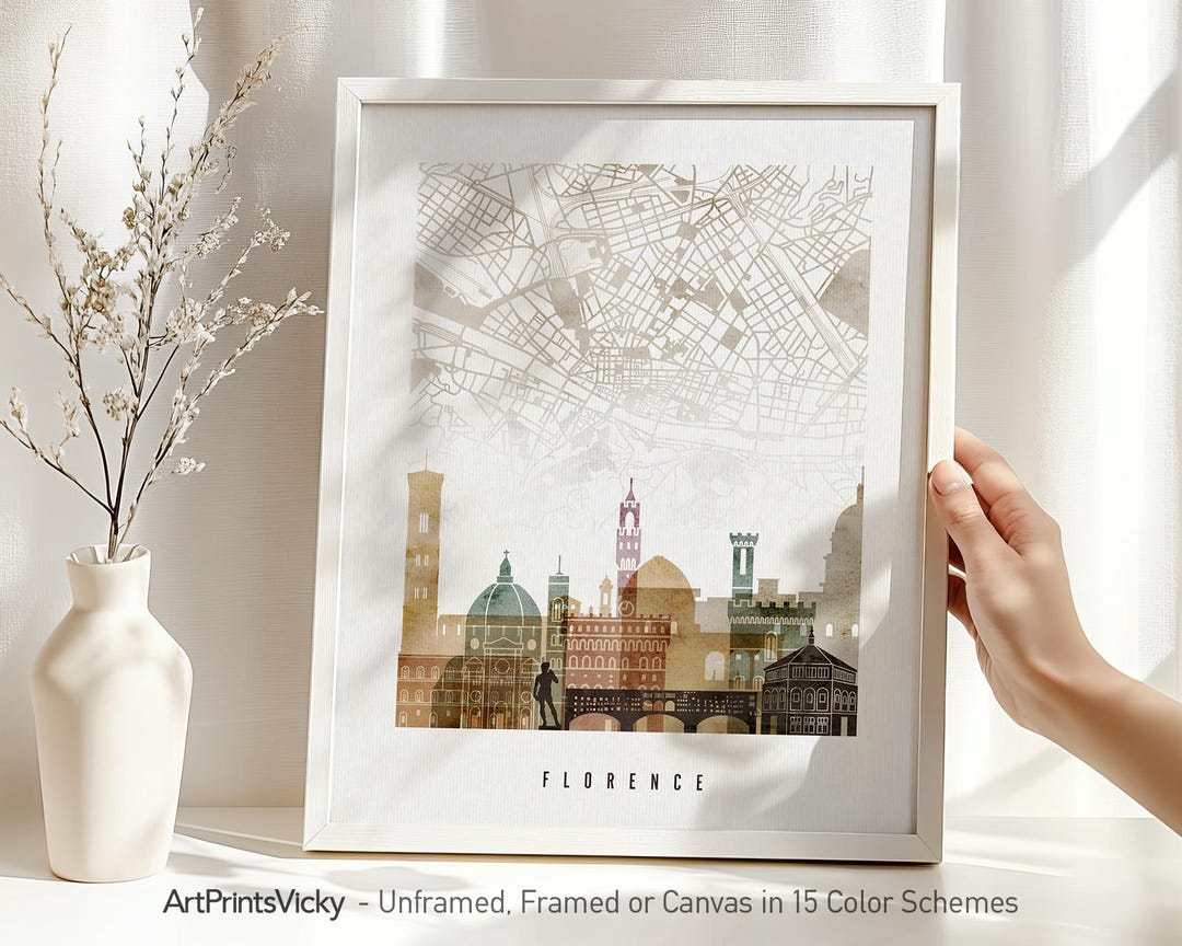 Florence City Map, Poster, Florence Map Art Print, Florence Skyline ...