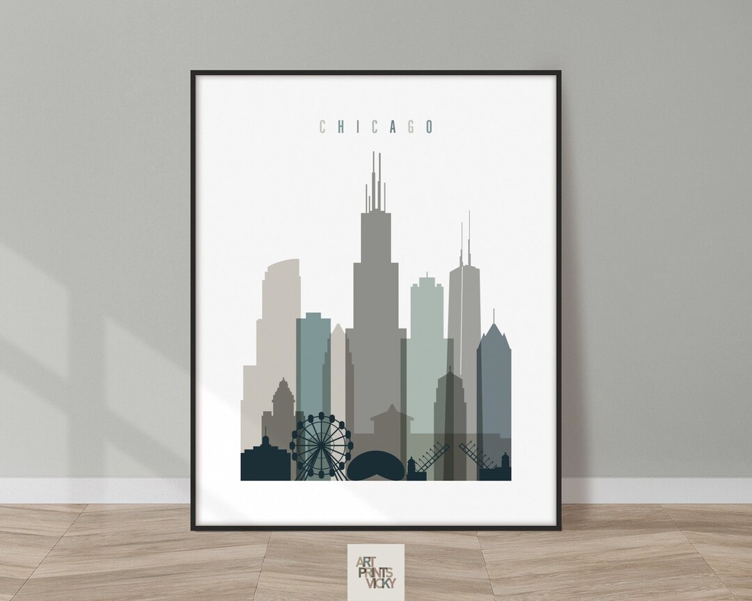 Chicago Print Chicago Art Chicago Skyline Poster Wall Art - Etsy