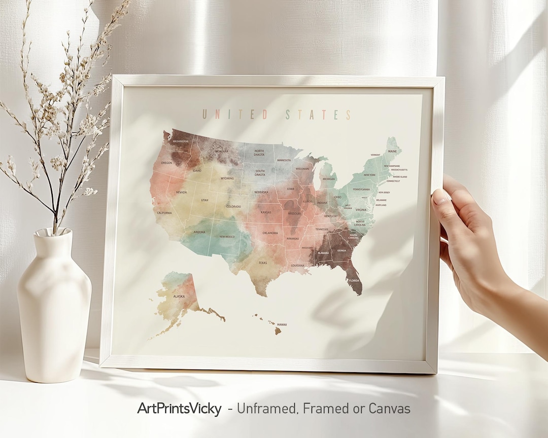 United States Map Poster Print | Personalised Gifts Wall Art | Decor ...