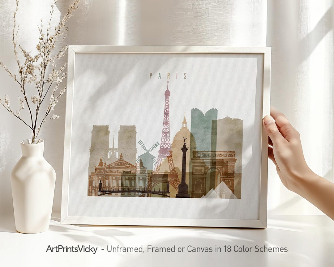 Paris Skyline Print: Watercolor Cityscape Poster - Etsy