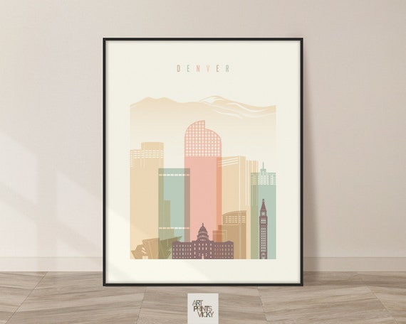 Denver Poster Print Denver Skyline Wall Art Colorado - Etsy