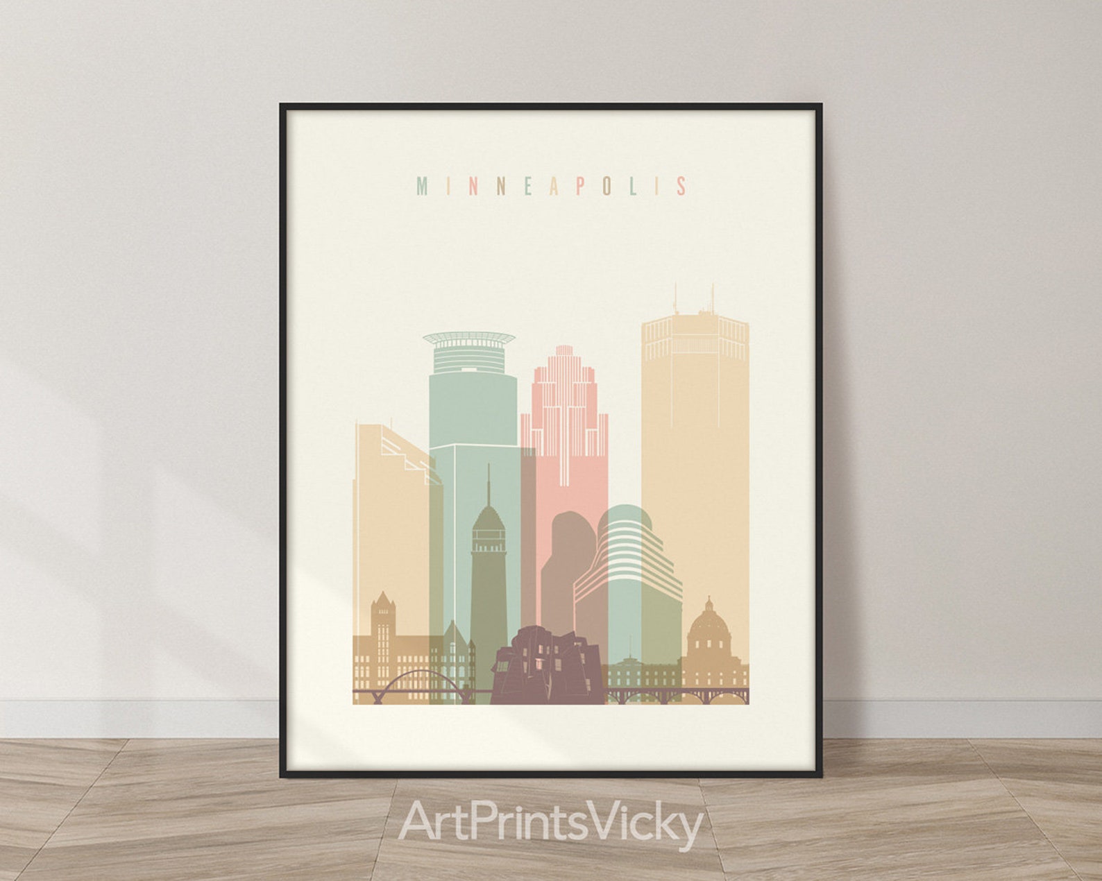 Minneapolis Print, Poster, Wall Art, Minnesota Minneapolis Skyline ...
