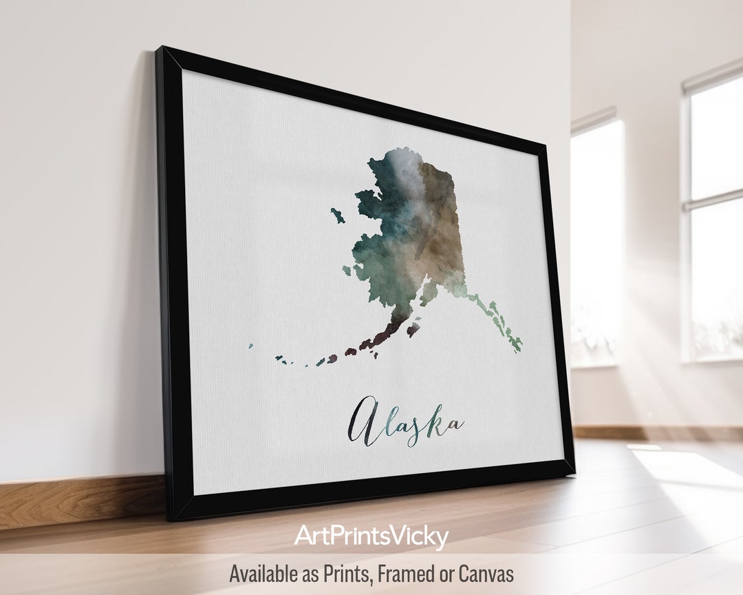 Alaska Map Poster Print Personalised Gifts Wall Art Decor for Home and ...