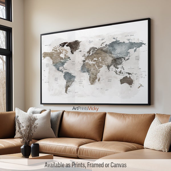World Map Print - Etsy UK