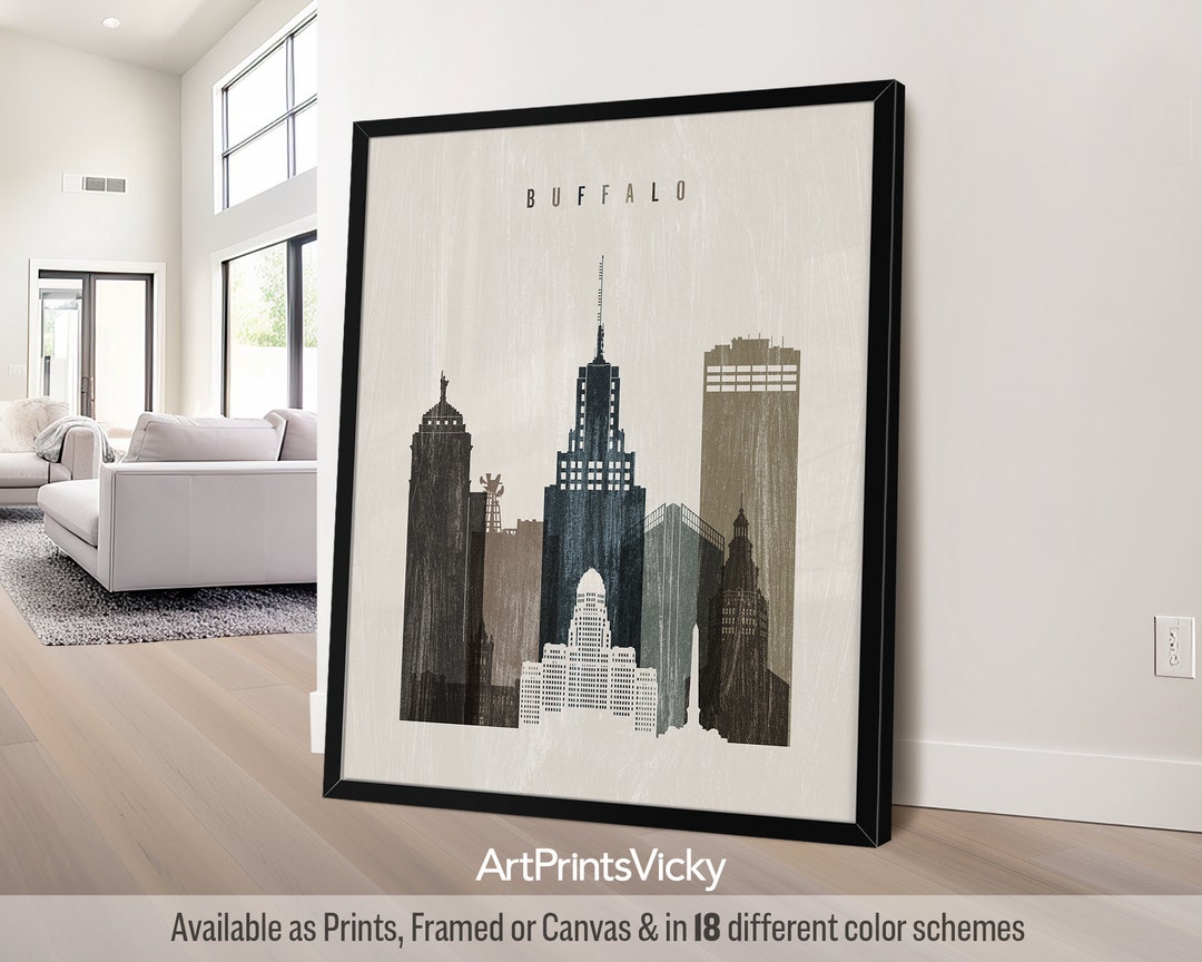 Buffalo NY Print, Poster Skyline, Buffalo NY Wall Art, Travel Poster ...