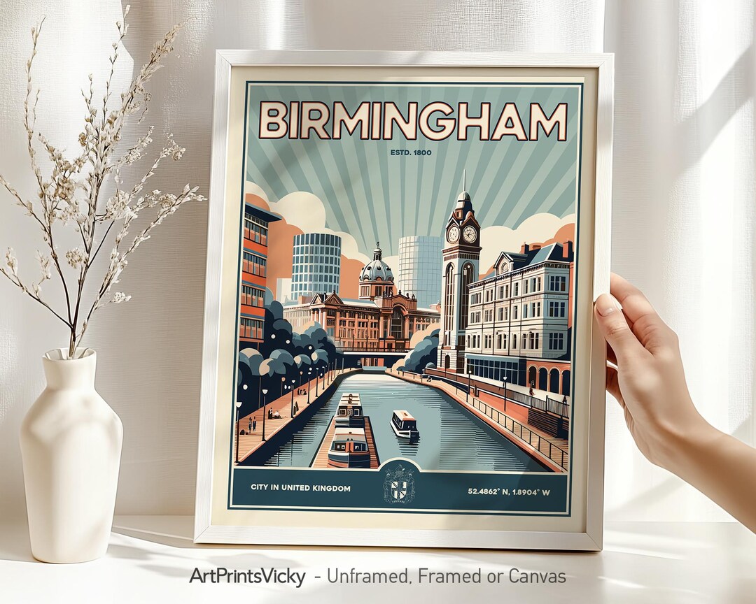 Birmingham England Poster Birmingham Print Wall Art Retro Decor for ...