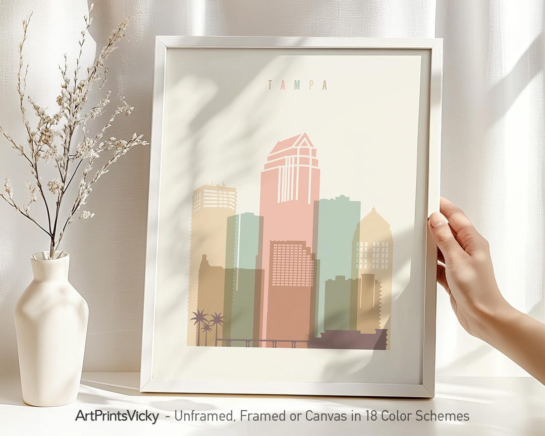 Tampa Print, Tampa Poster, Wall Art, Florida Cityscape, Tampa Skyline ...