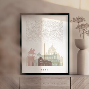 Rome City Map Poster Rome Street Map Print Rome Skyline Wall - Etsy
