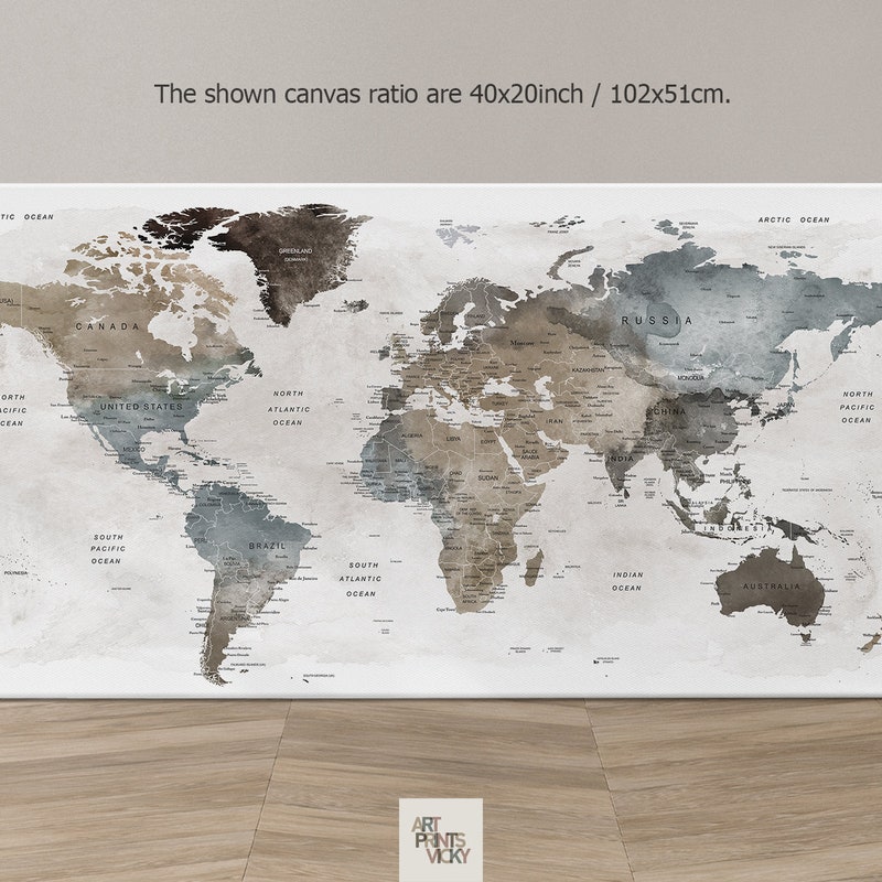 World Map Canvas - Etsy