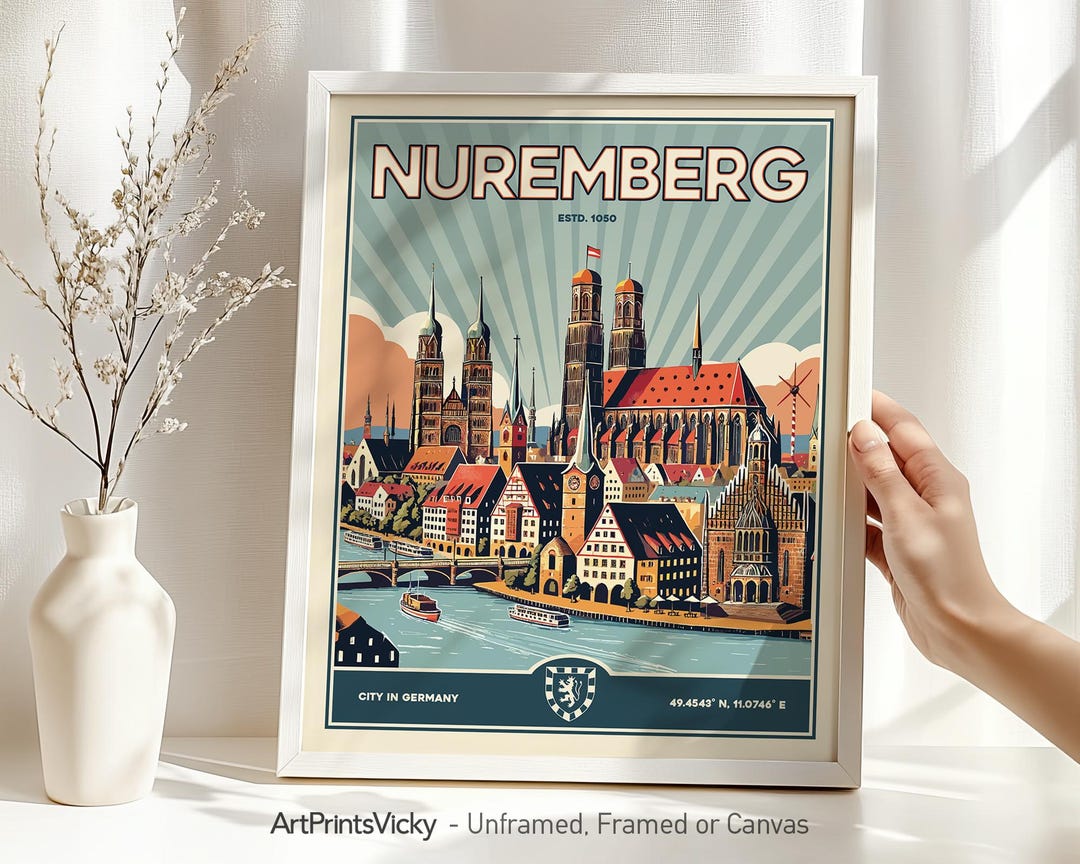Nuremberg Poster | Nuremberg Print in Retro Style | Germany Travel Wall ...