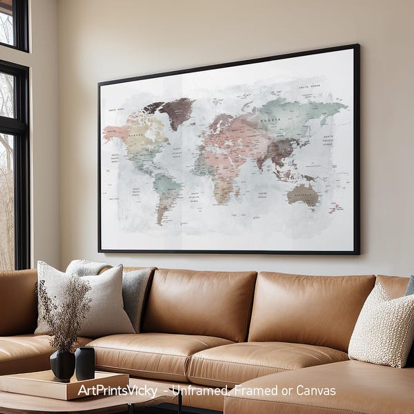 World Map Poster - Etsy