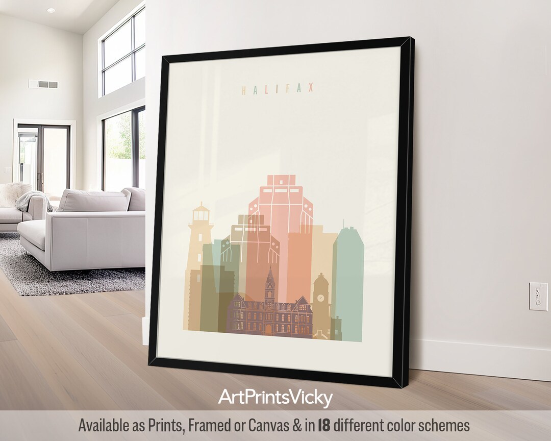 Halifax Skyline, Halifax Poster, Halifax Wand Kunstdruck, Nova Scotia ...