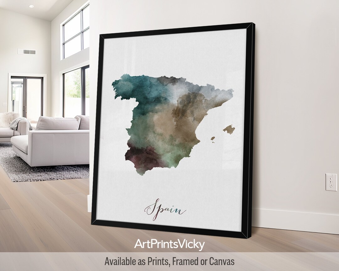 Spain map poster print Personalised gifts wall art Decor for home and ...