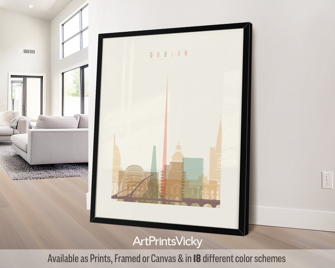 Dublin Print, Poster, Wall Art, Ireland Cityscape, Dublin Skyline, City ...