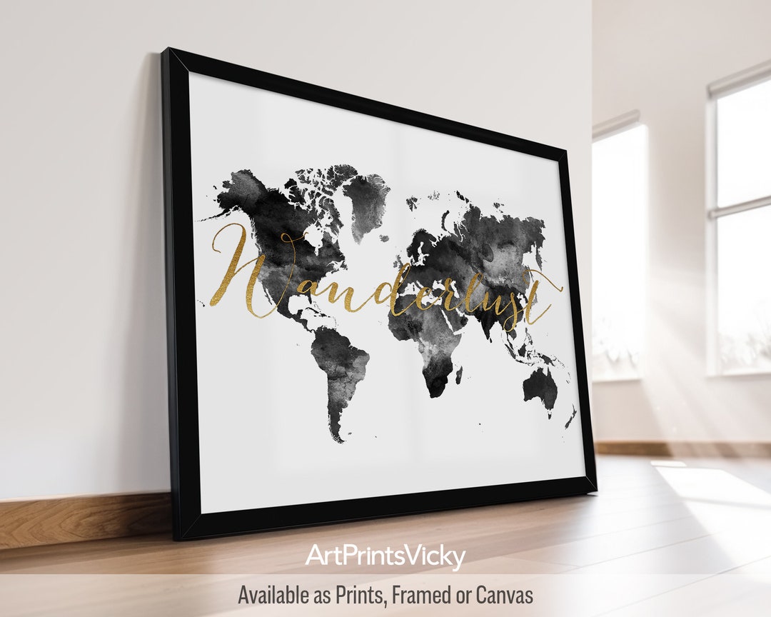 Wanderlust World Map Poster Print Personalised Gifts Wall Art Decor for ...