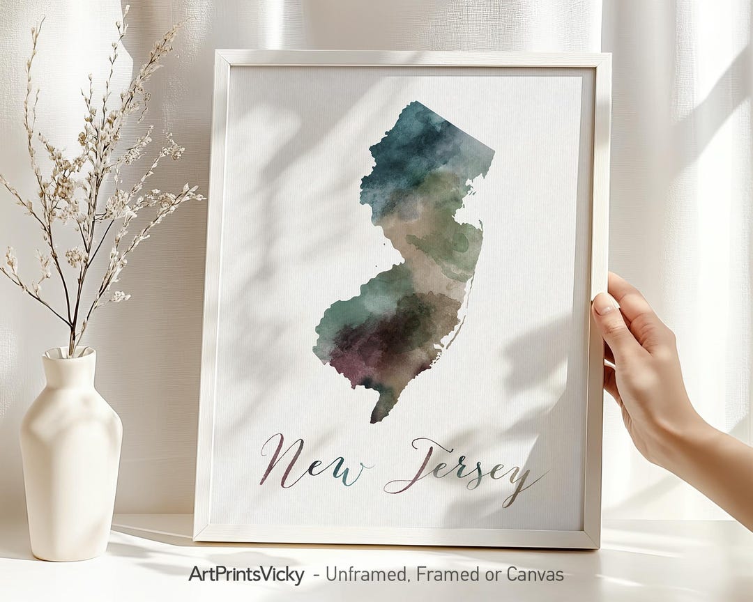 New Jersey Map Poster Print | Personalised Gifts Wall Art | Decor for ...