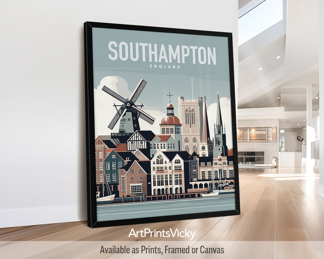 Southampton Travel Print Southampton Poster Skyline Wall Art Decor for ...