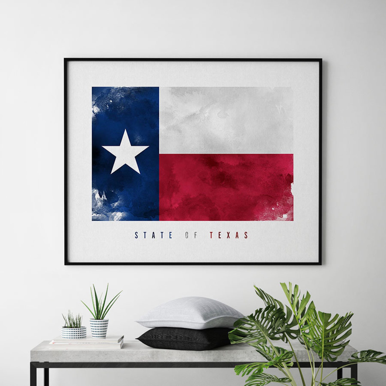 Texas state flag wall art art print American flag painting | Etsy