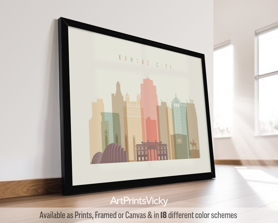Kansas City Print, Kansas City Wall Art Skyline Poster, Travel Print ...