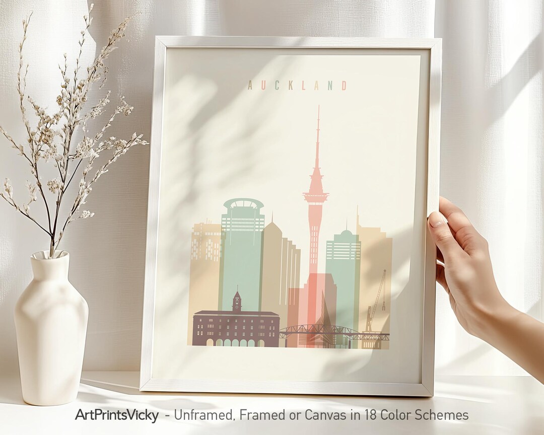 Auckland Poster, New Zealand Skyline Print, Wall Art Decor - Etsy
