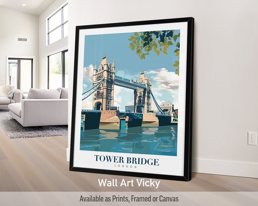 Tower Bridge Print London Travel Poster for Home and Office Gift for ...