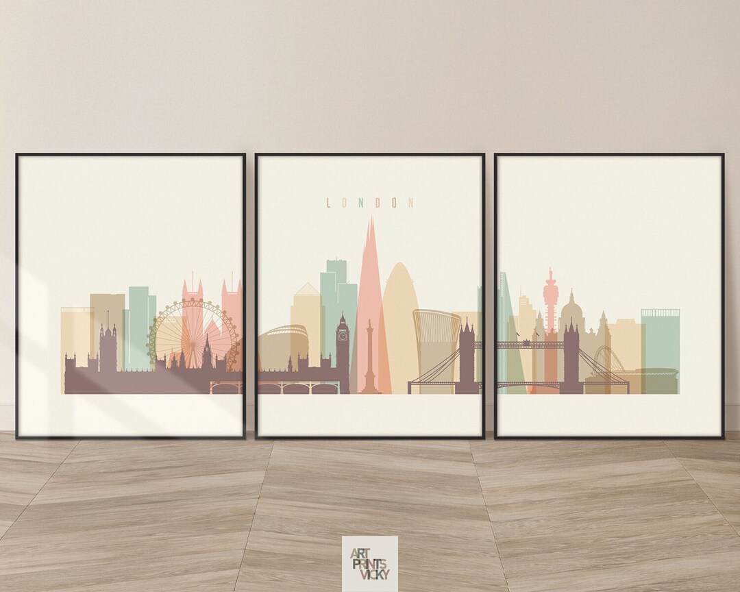 London Skyline Prints London Poster Set London 3 Piece Wall - Etsy UK