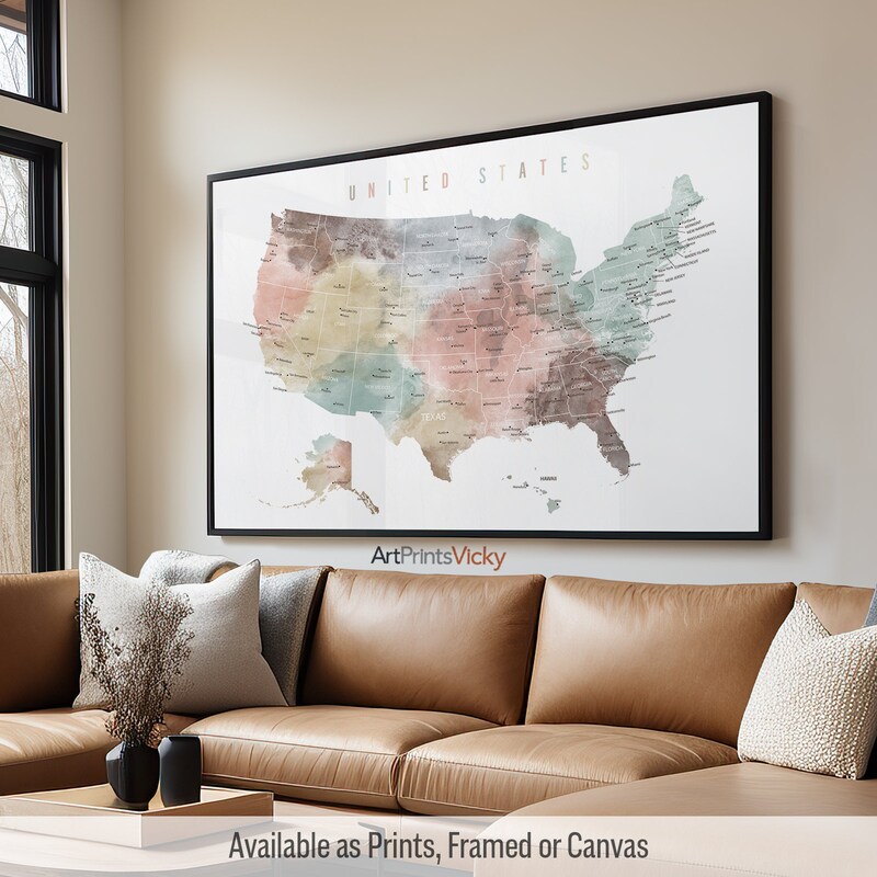 Usa Map Poster - Etsy