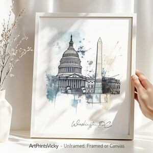 Washington DC Poster Drawing Washington DC Wall Art Print Washington DC ...