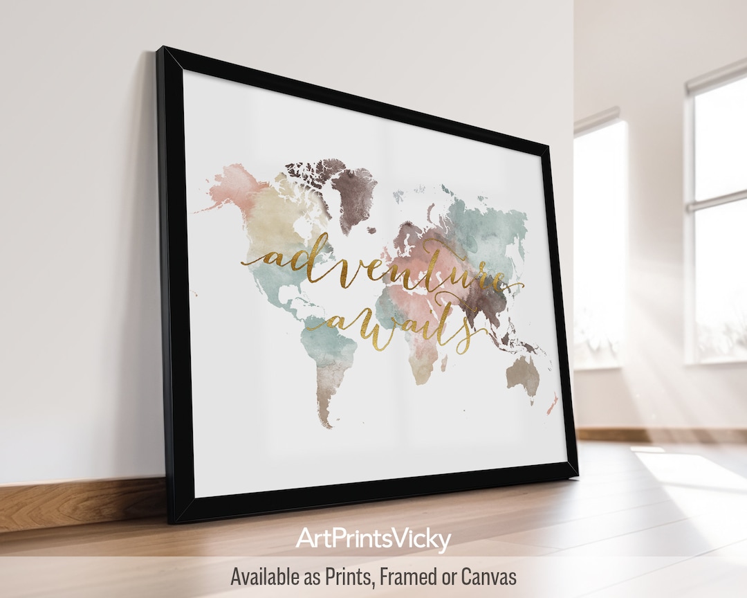 World Map Wall Art World Map Poster Travel Map Canvas Wall Map Print ...