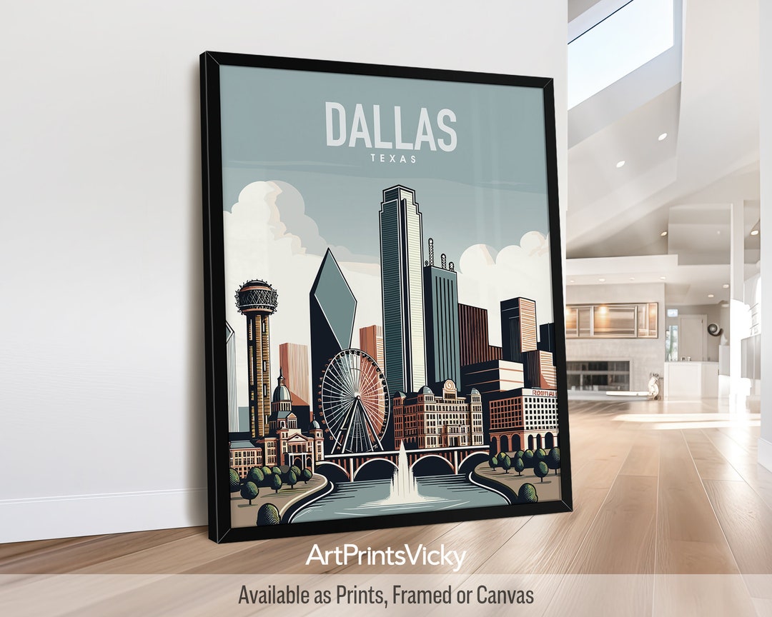 Dallas Wall Art Print Dallas Poster Skyline Art Decor for Homes ...
