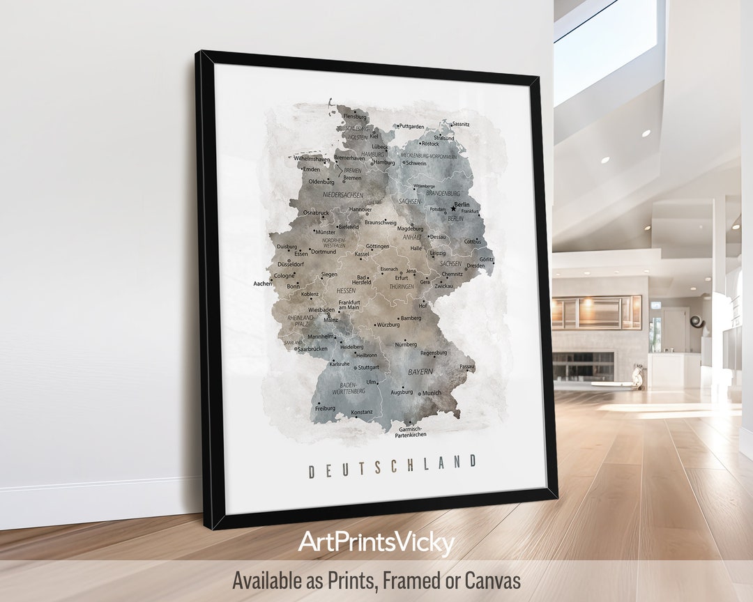 Germany Map Poster Print , Travel Map Wall Art, Personalised Gifts ...