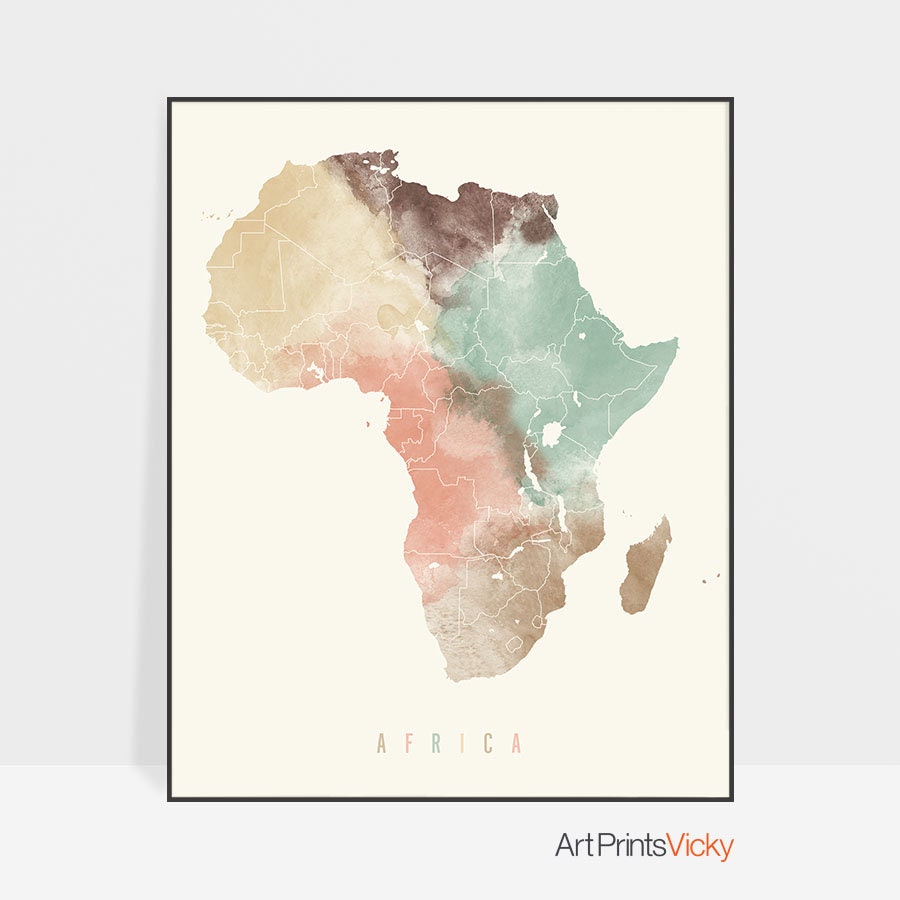Africa Print Africa Map Print Africa Map Poster Africa Map | Etsy