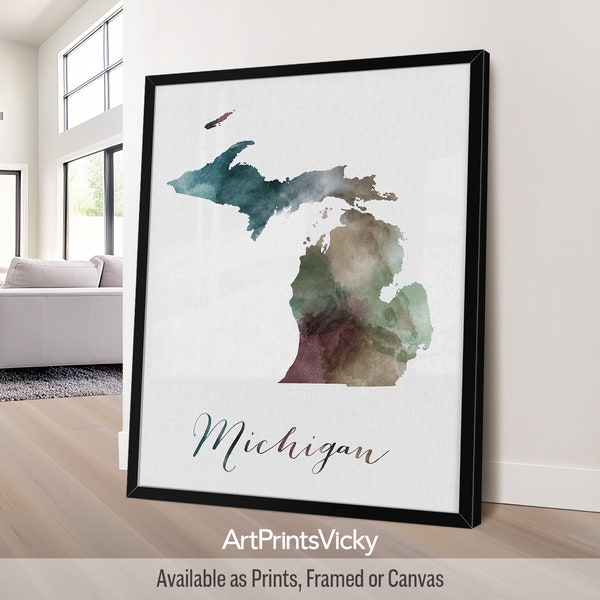 Michigan Map Art - Etsy
