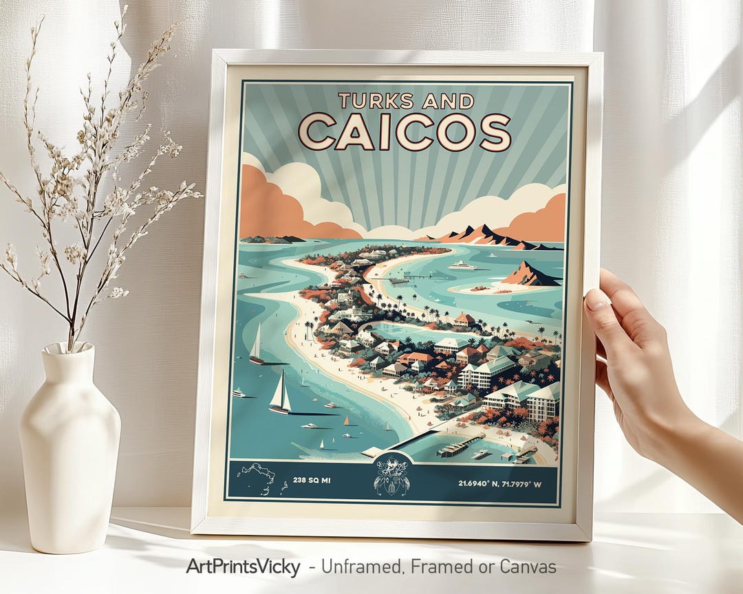 Turks and Caicos Art Print | Turks and Caicos Poster Retro Style ...
