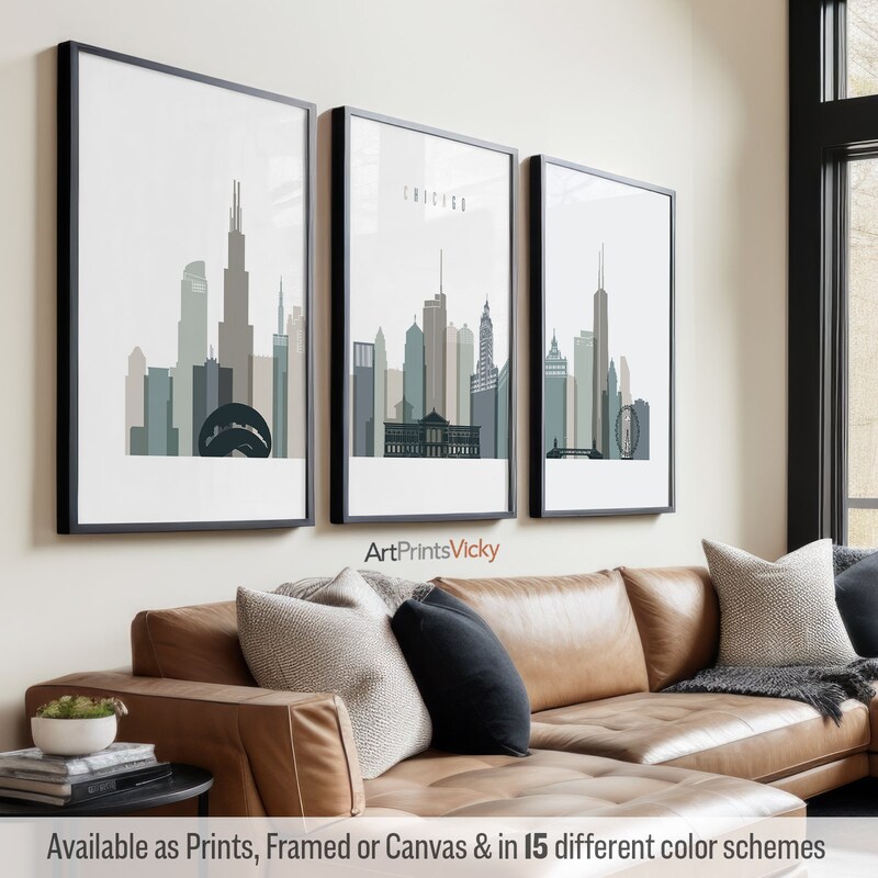 Chicago Skyline Wall Art - Etsy
