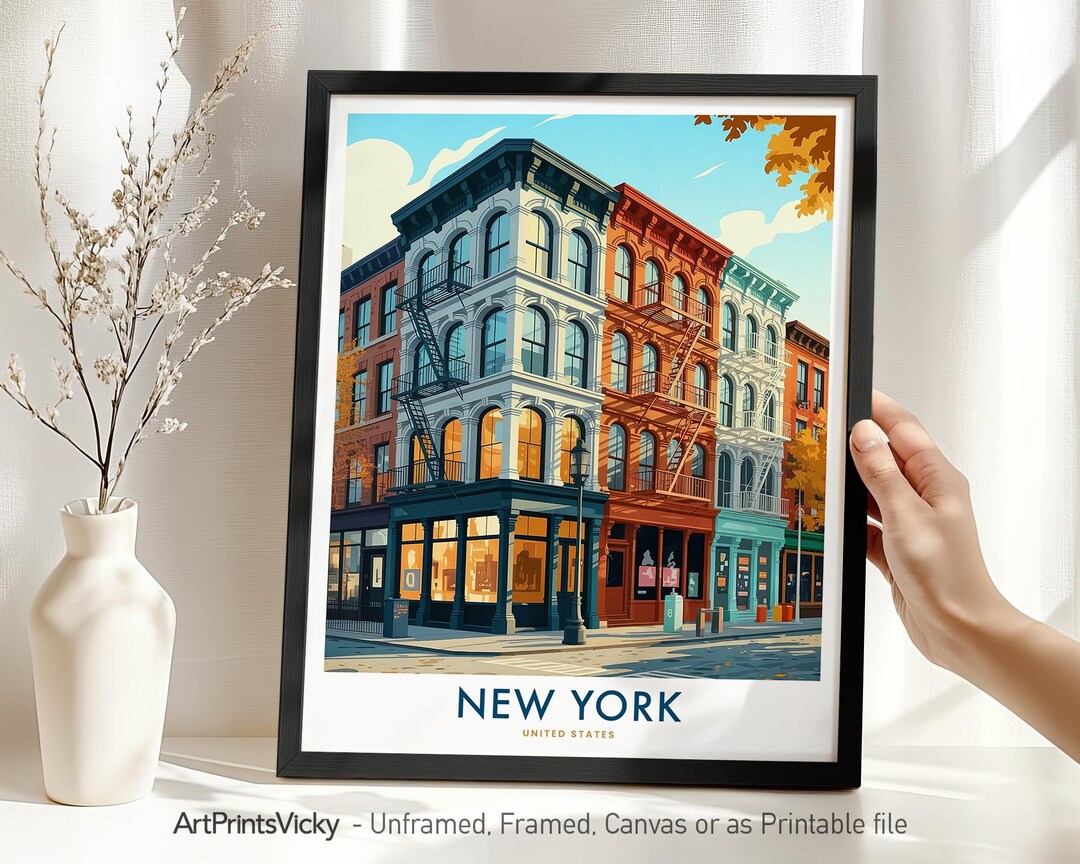 New York Print, Soho Retro Poster, NYC Wall Art, Travel Gifts - Etsy