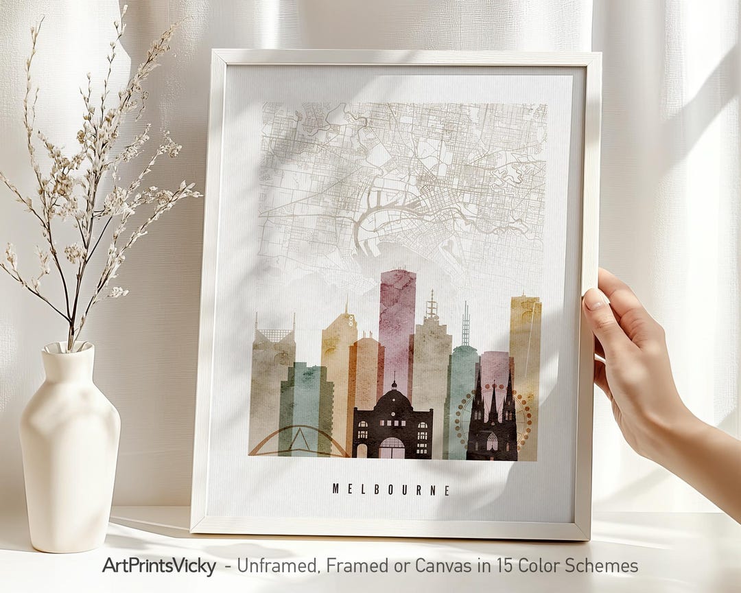Melbourne Street Map Poster - City Map & Skyline Print | Artprintsvicky ...