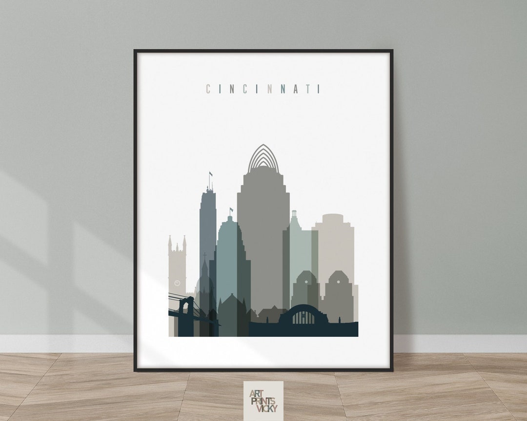 Cincinnati Art Print Poster Cincinnati Skyline Wall Art Ohio - Etsy