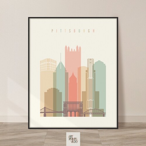 Pittsburgh Skyline Poster Art Print Pennsylvania PA Item T1583 - Etsy