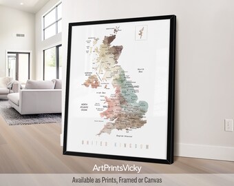 United Kingdom GB Road Map Poster - Etsy UK