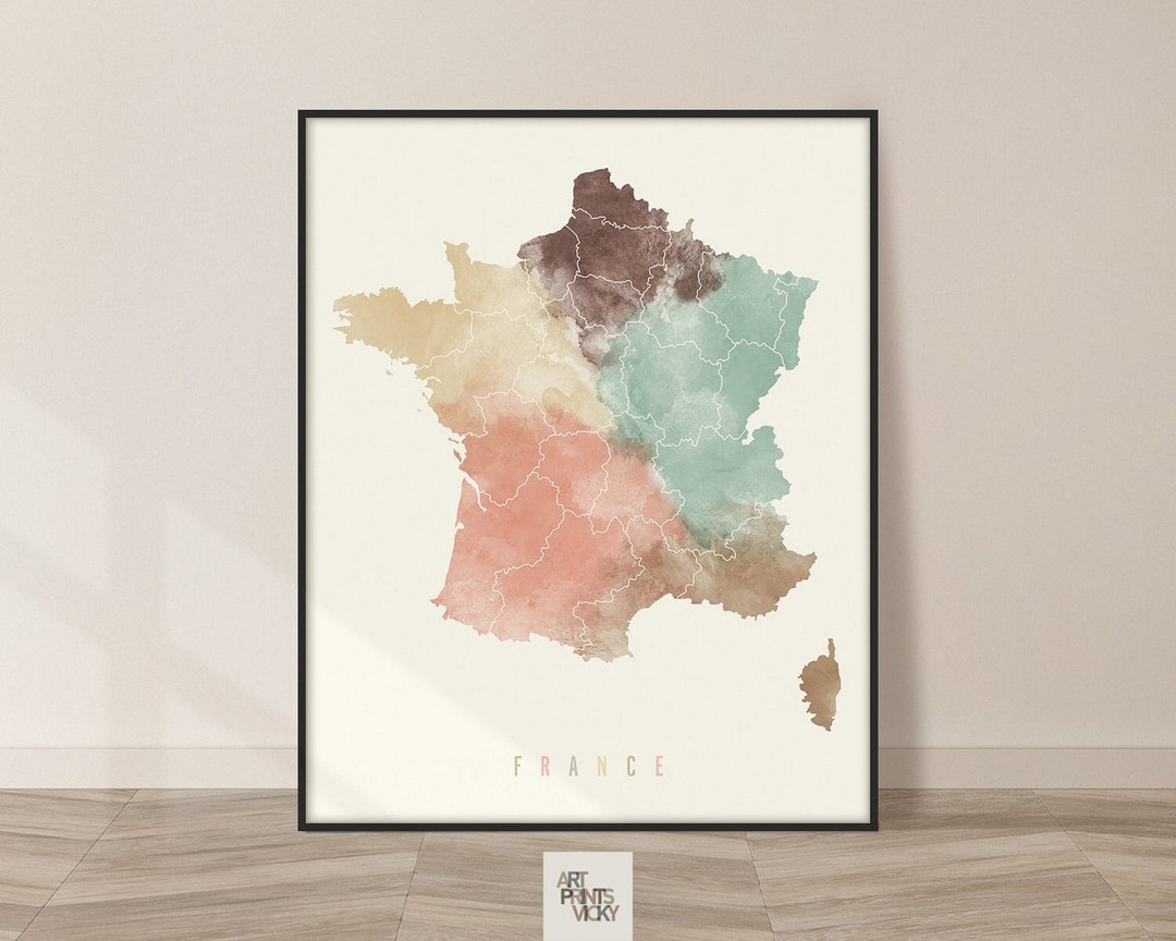France Map Wall Art Travel Map - Etsy