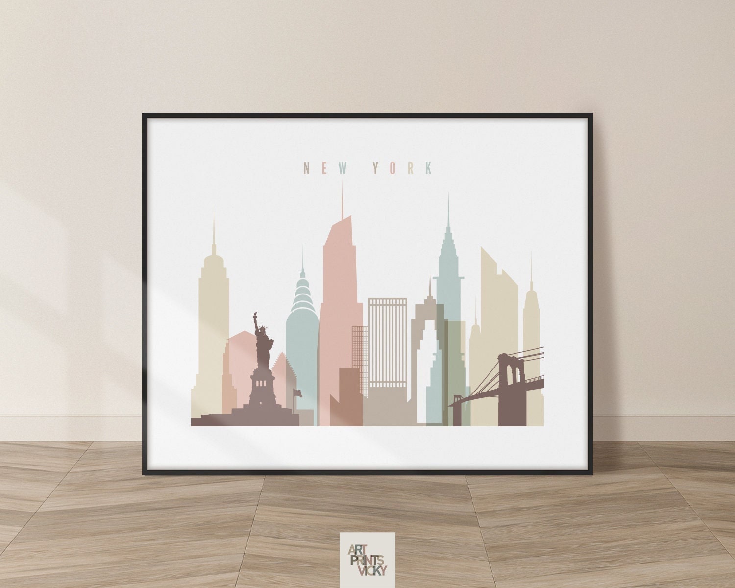 Manhattan art New York skyline illustration made with flowers and ...