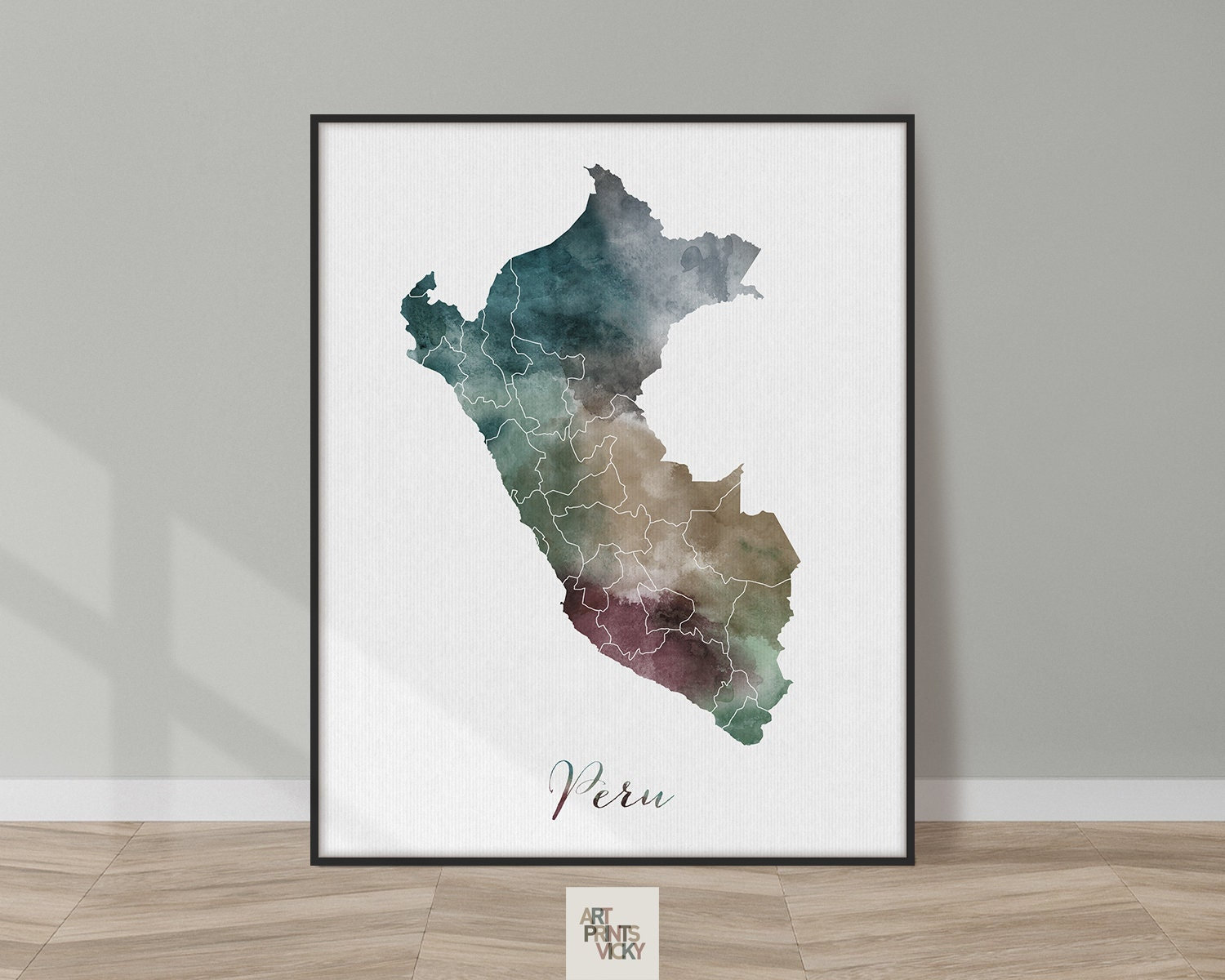 Home & Living Peru Map Poster Wall Art D1878v4 Road Map Gift Illinois ...