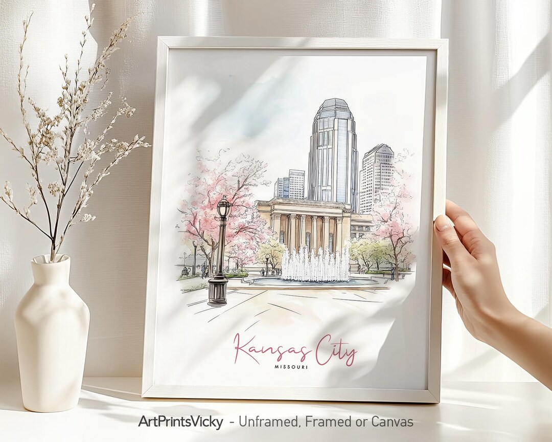 KC Wall Art, Cityscape Print, Drawing Prints, Art, Kansas City Gifts ...